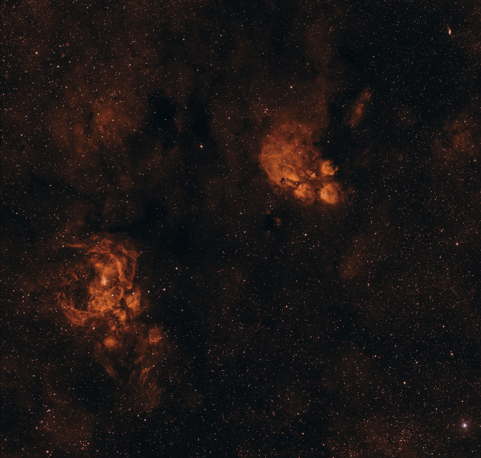 NGC 6334 (Cat's Paw Nebula), NGC 6302 (Butterfly Nebula), NGC 6357 (Lobster Nebula) | Telescope Live